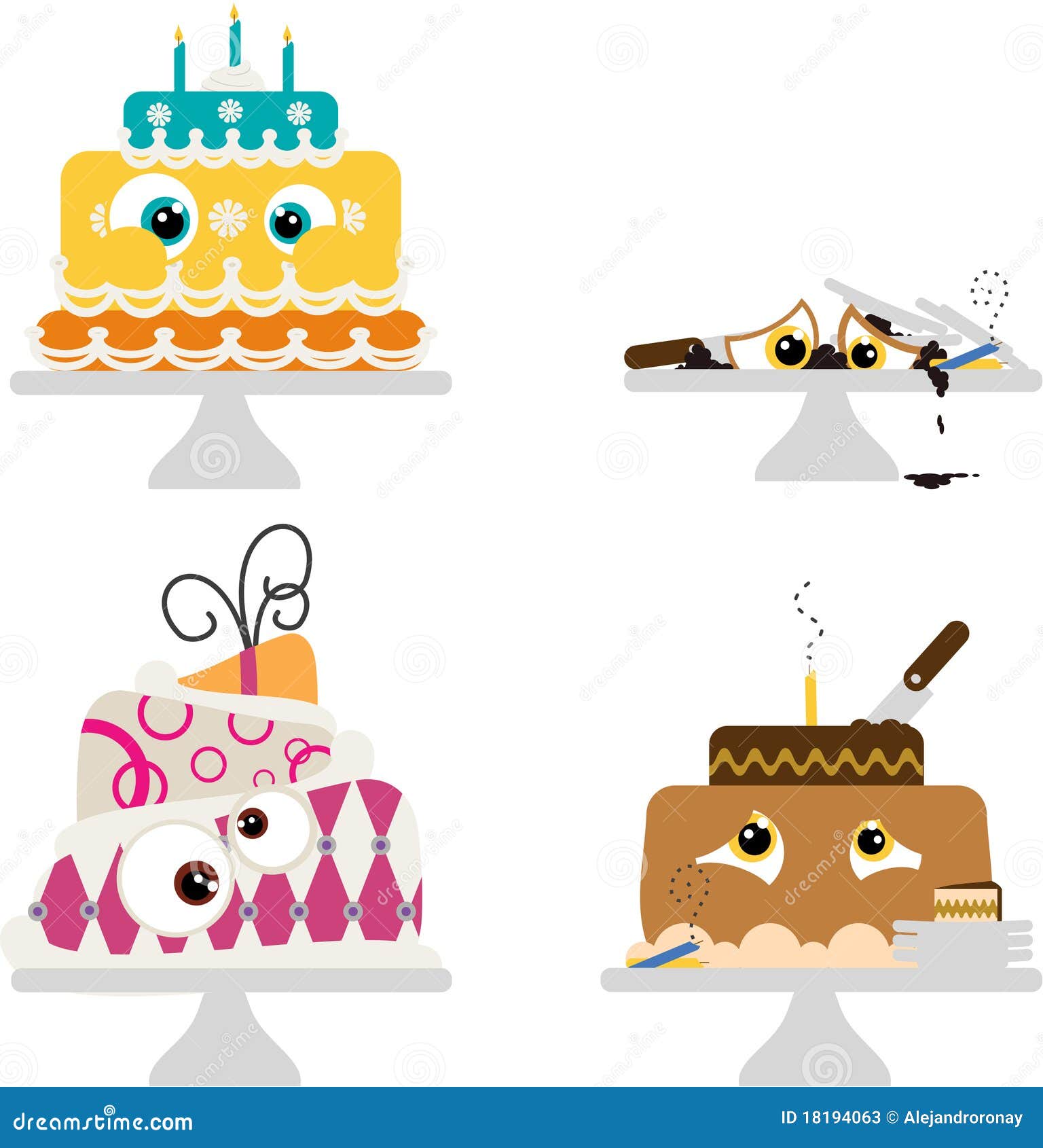 Big Set Of Cartoon Cakes Vector Illustration | CartoonDealer.com #26569124