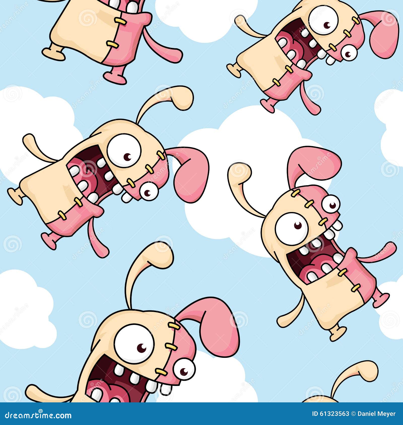 Crazy Cartoon Easter Bunny Seamless Pattern Stock Illustration ...