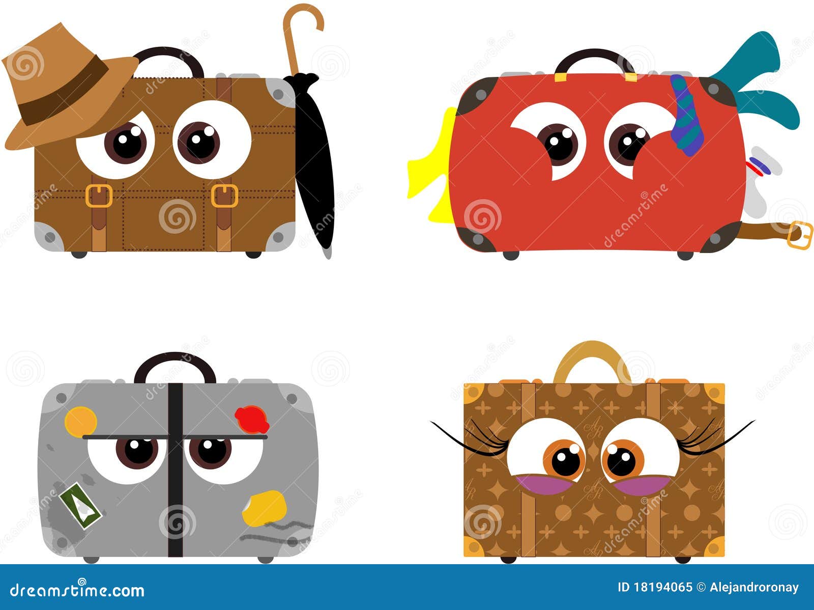 Crazy cartoon luggage stock illustration. Illustration of packing ...