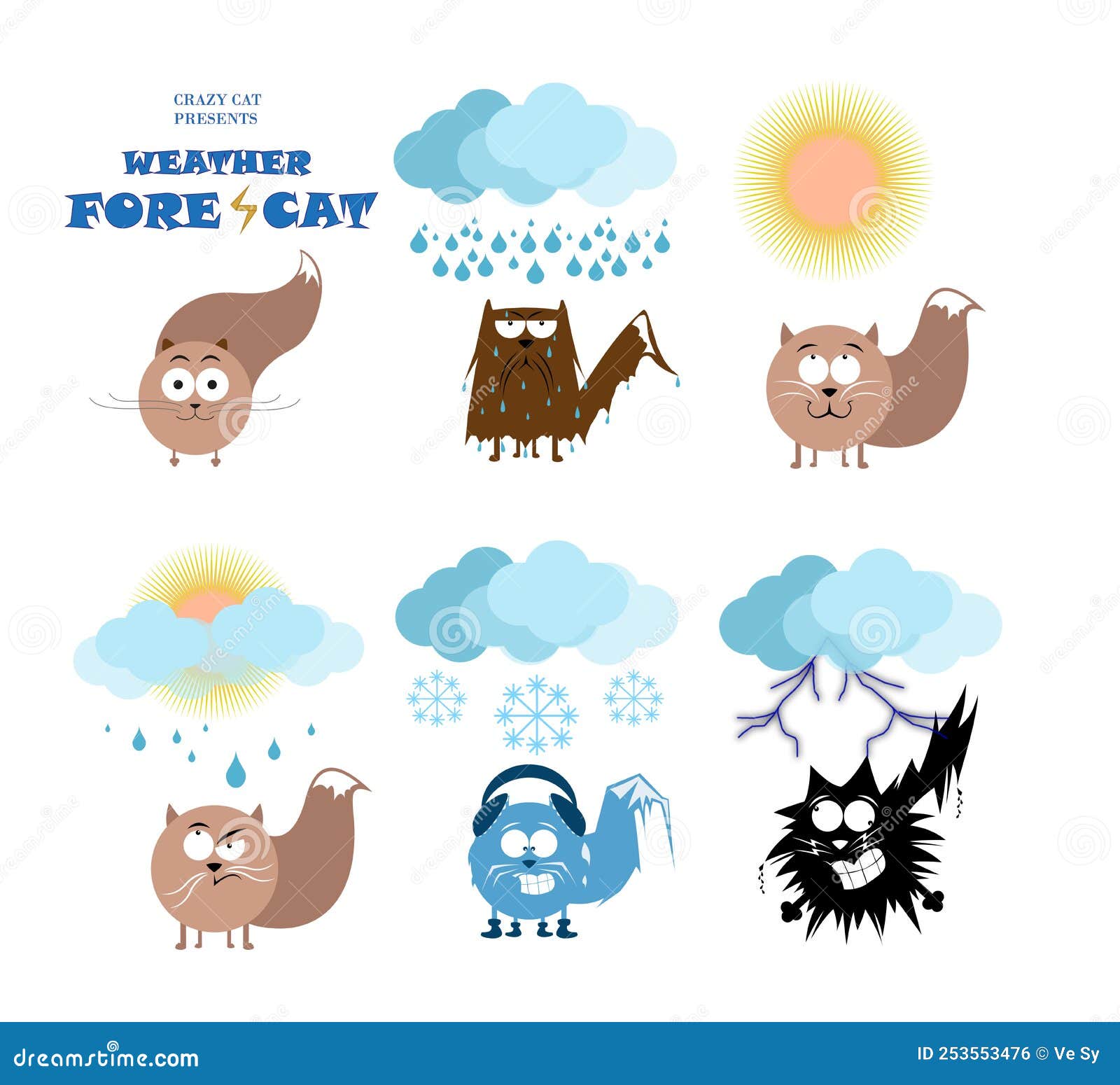 CRAZY CAT PRESENTS WEATHER FORECAT FIRST EDITION Stock Vector ...