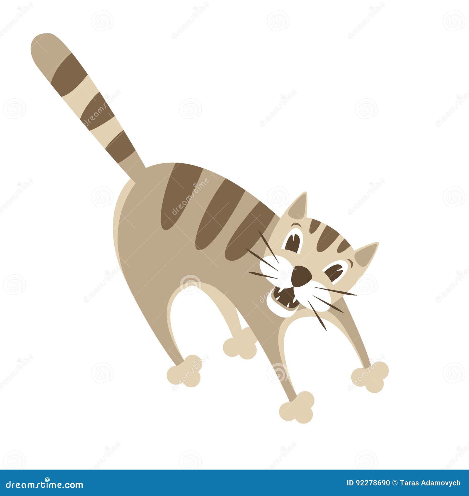 Crazy Cat Vector Illustration Style Flat Stock Vector - Illustration of ...