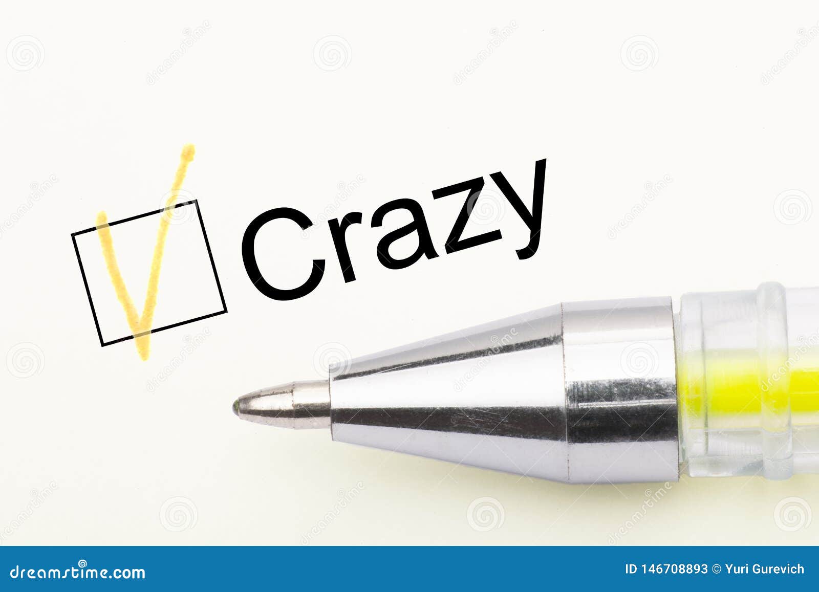 Crazy - Checkbox with a Tick on White Paper with Pen. Checklist Concept ...