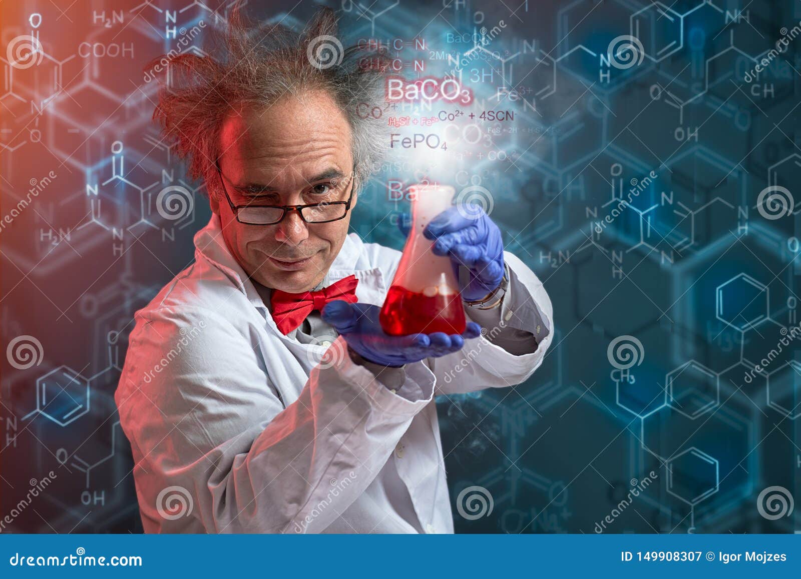 Crazy Chemistry Showing His Product of Experiment Stock Image - Image ...