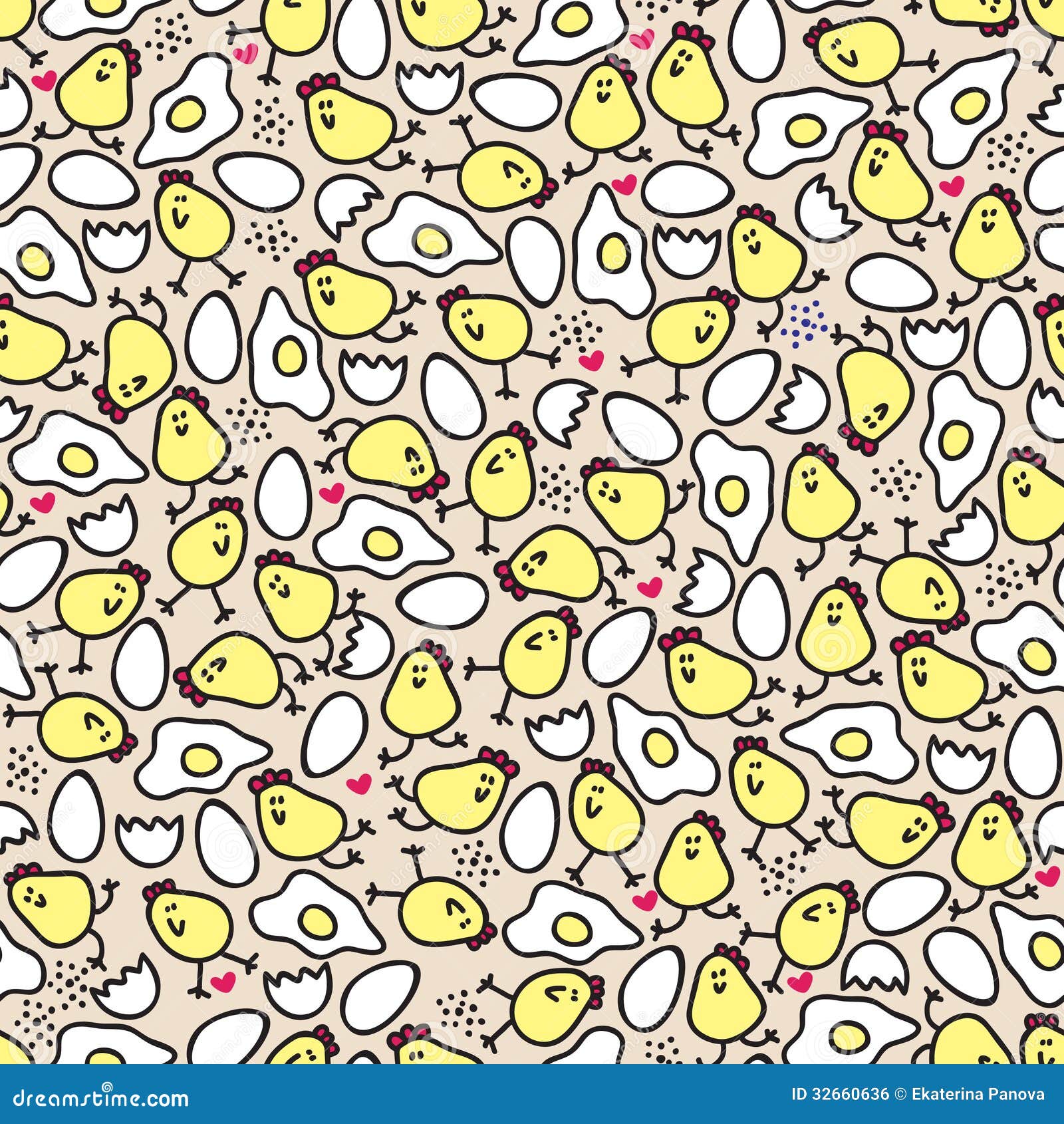 Crazy Chicken Seamless Pattern. Stock Vector - Illustration of heart ...