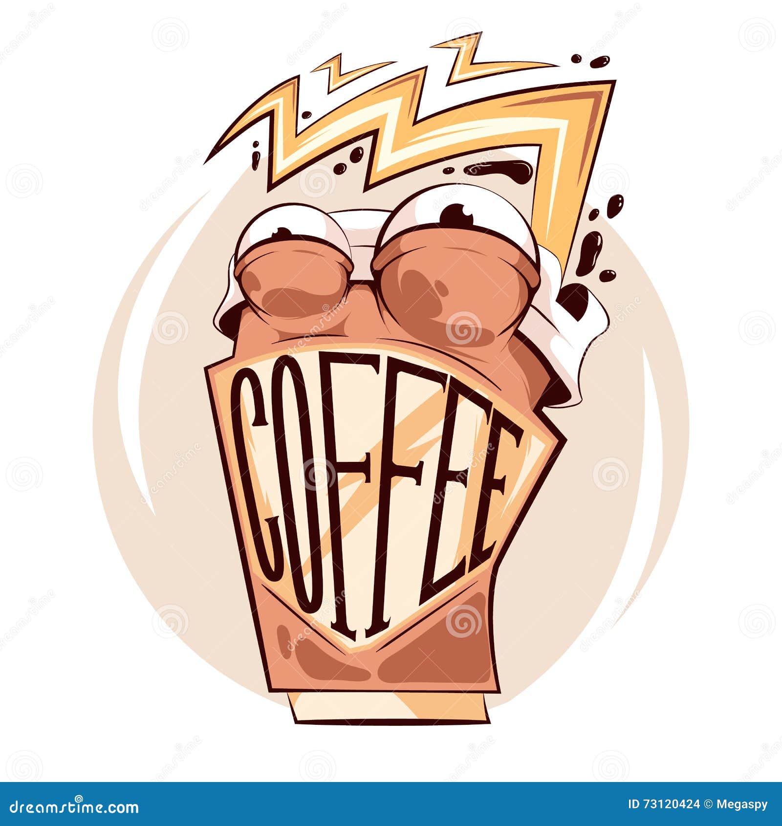 Crazy Coffee Cup Sticker Vector Concept Stock Illustration ...