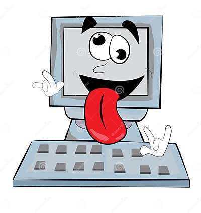 Crazy computer cartoon stock illustration. Illustration of computer ...