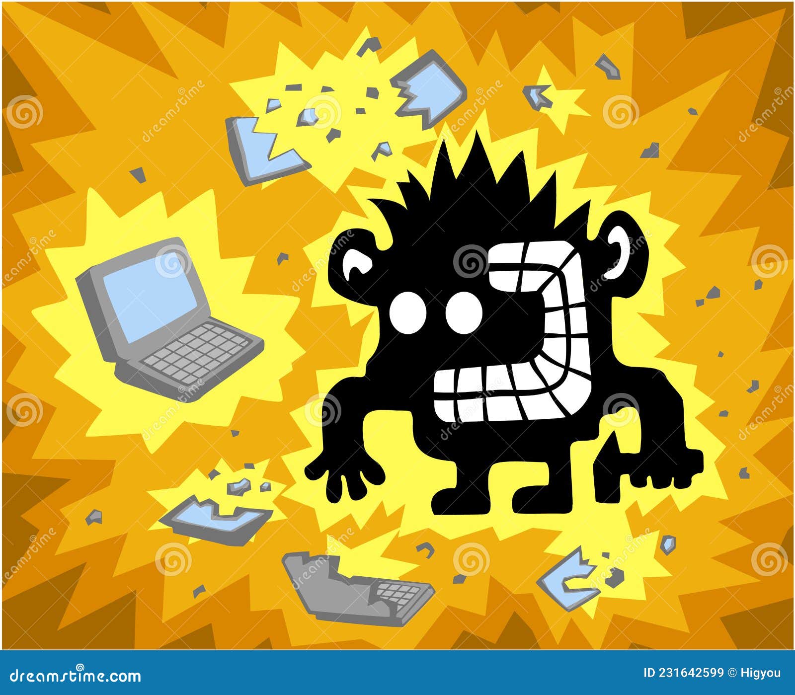 Crazy Computer Smasher Cartoon Stock Vector - Illustration of ...