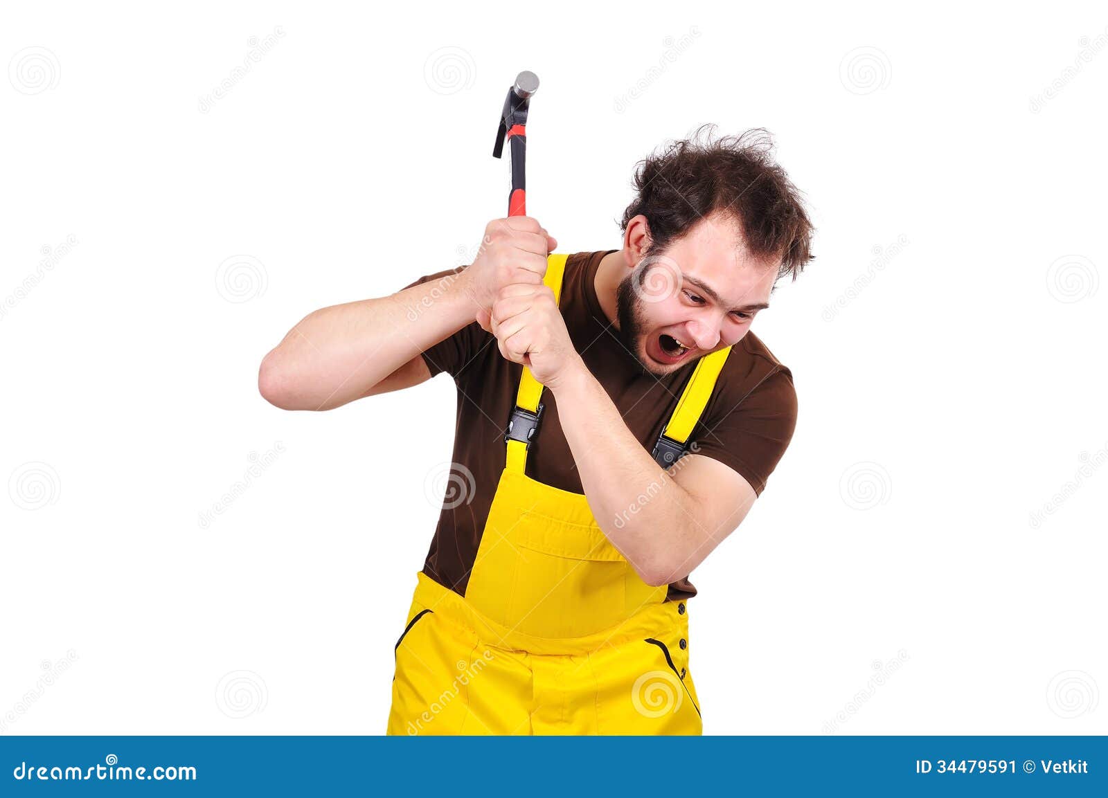 Crazy construction worker stock image. Image of beard - 34479591
