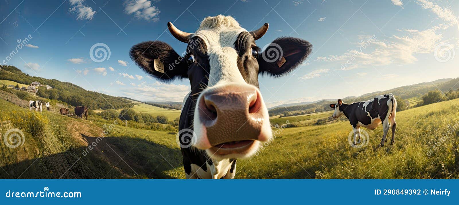 Crazy cow on pasture stock photo. Image of yellow, agriculture - 290849392