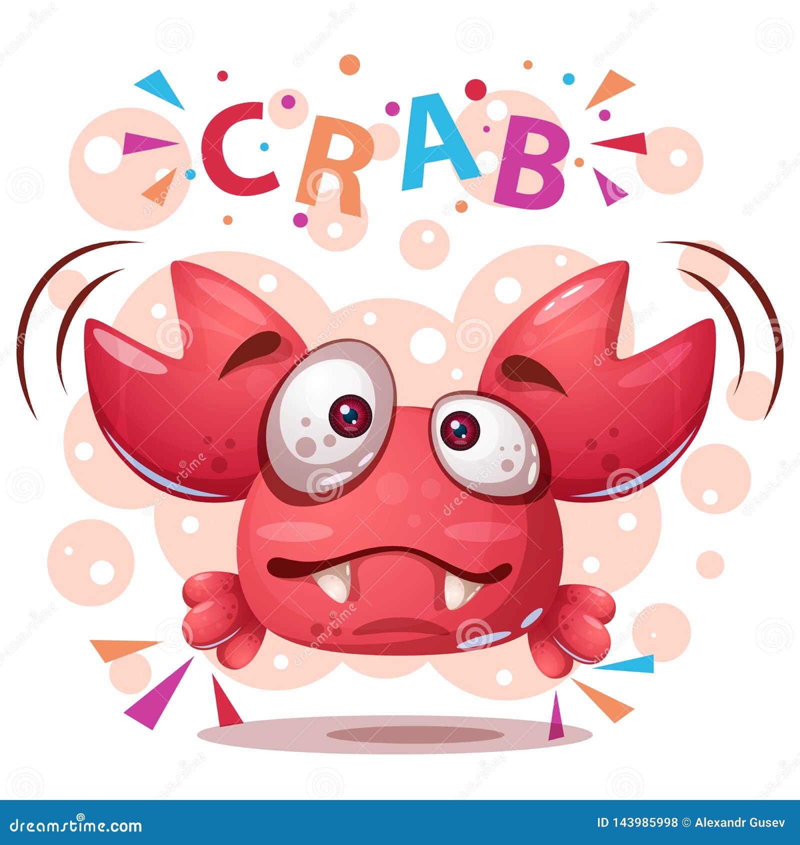Crazy Crab - Cute Cartoon Illustration Stock Vector - Illustration of ...