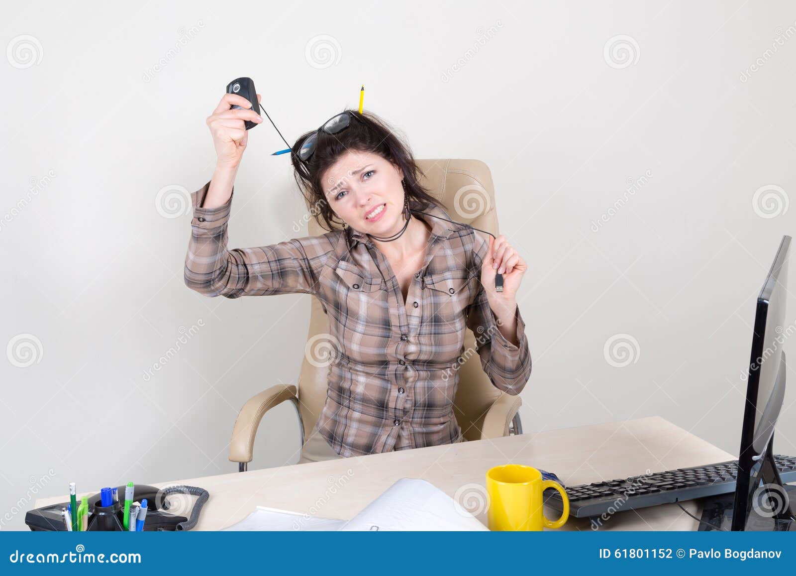 Crazy day in office stock photo. Image of clerk, girl - 61801152