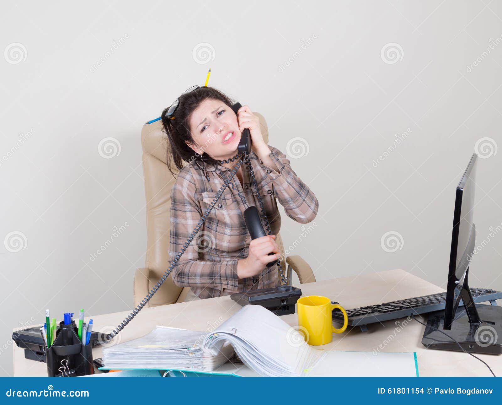 Crazy day in office stock photo. Image of upset, business - 61801154