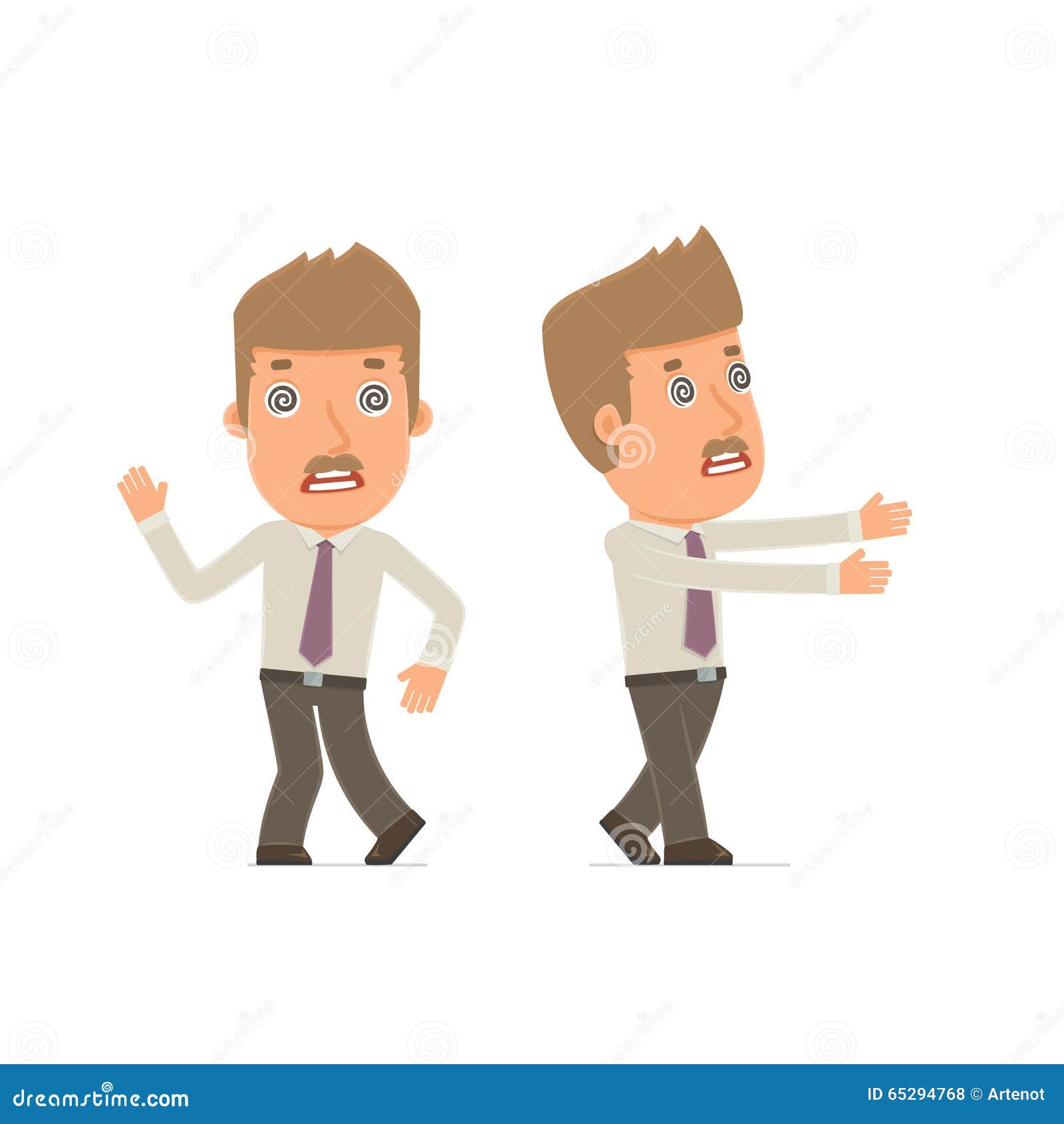 Crazy and Deranged Character Broker in Strange Pose Stock Illustration ...