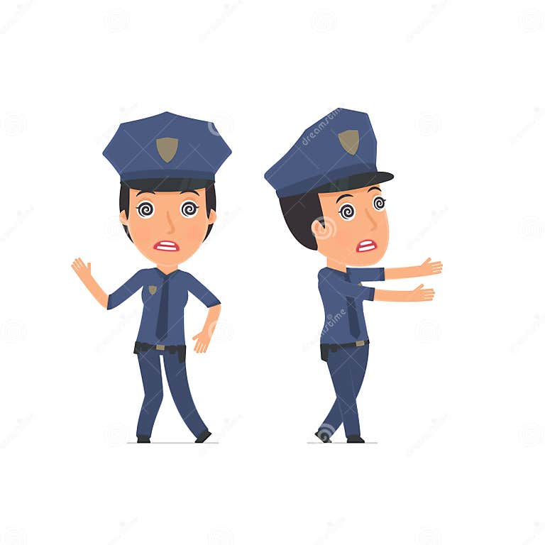 Crazy and Deranged Character Constabulary in Strange Pose Under Stock ...