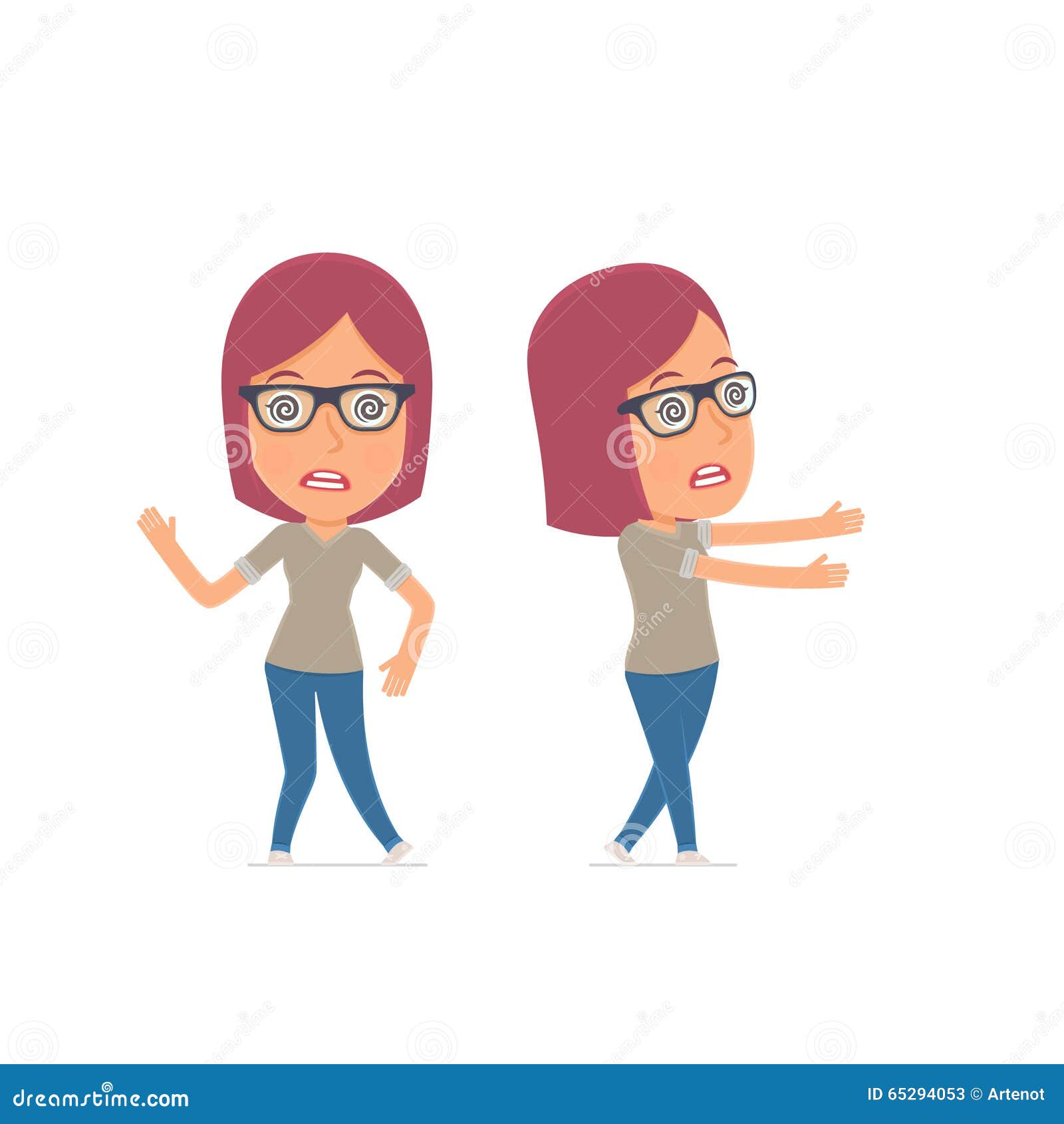 Crazy and Deranged Character Girl Designer in Strange Pose Stock ...