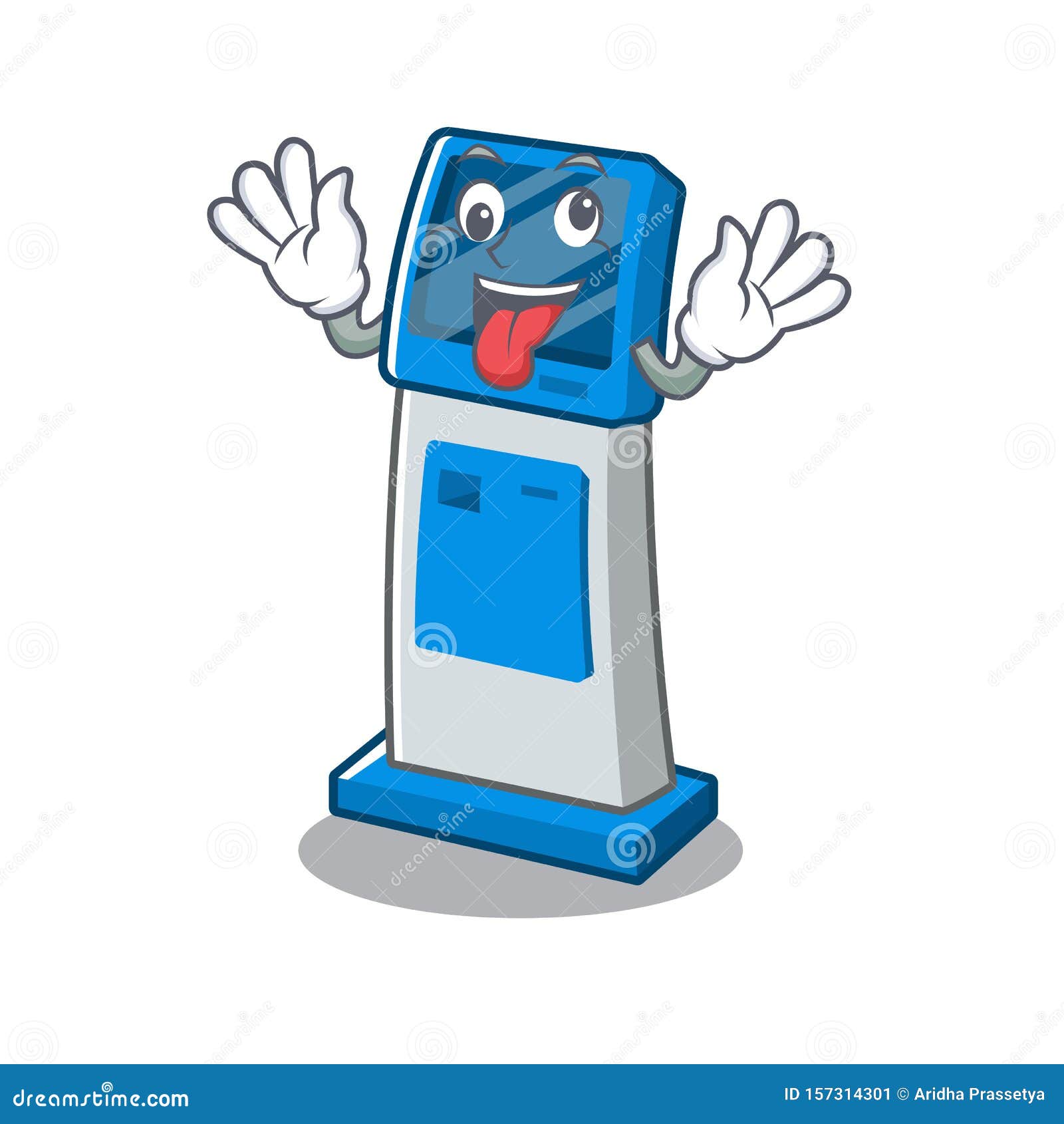 Crazy Digital Information Cartoon Kiosk Next To Table Stock Vector ...