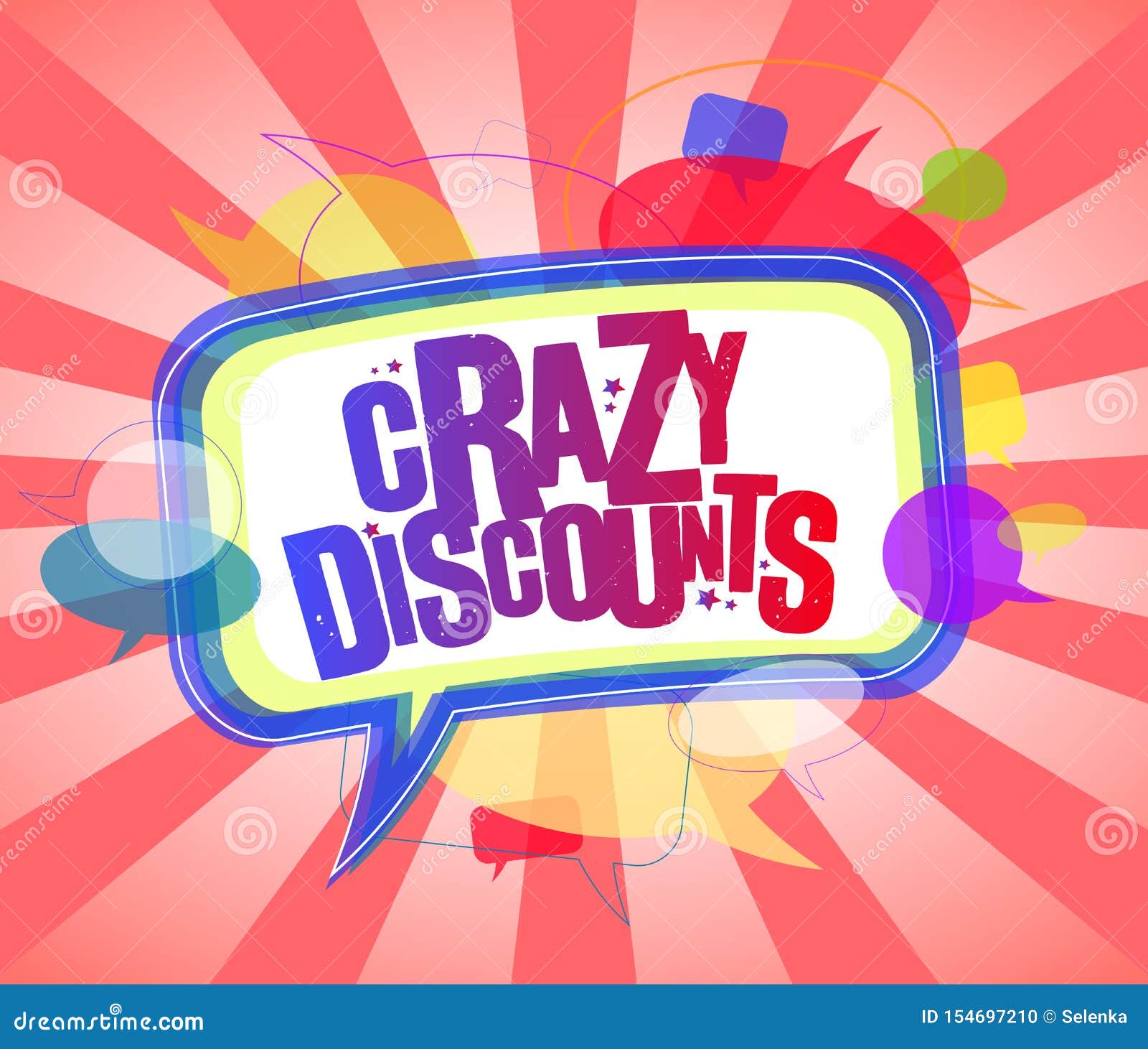 Crazy Discounts Banner Design Concept with Speech Bubbles, Comic Style ... Crazy Discounts Banner Design Concept with Speech Bubbles, Comic Style ...