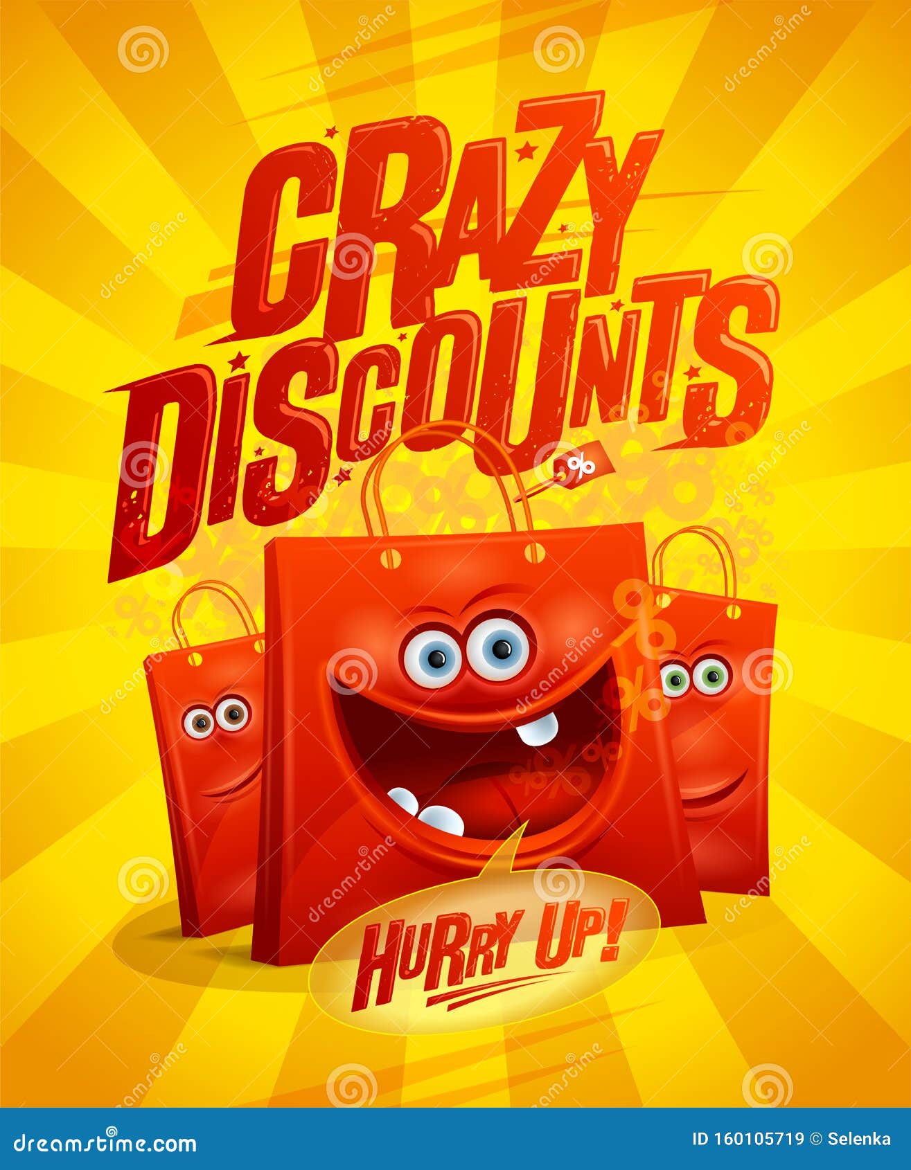 Crazy Discounts Sale Poster Design with Shopping Bags Stock Vector ... Crazy Discounts Sale Poster Design with Shopping Bags Stock Vector ...