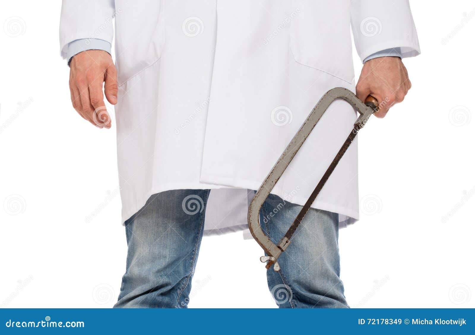Crazy Doctor is Holding a Big Saw in His Hands Stock Image - Image of ...