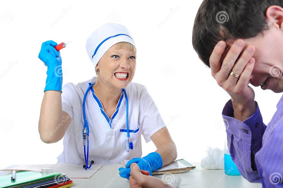 Crazy Doctor with a Syringe. Stock Photo - Image of female, healthy ...