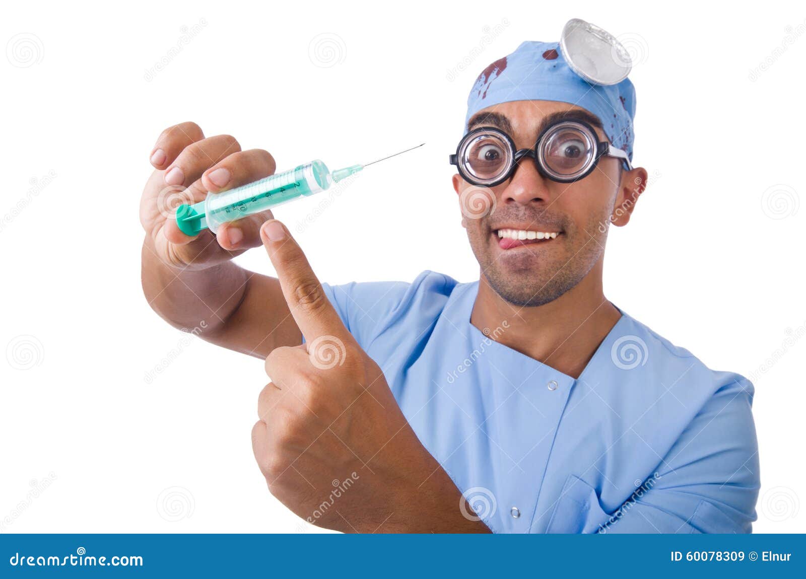 Crazy Doctor with Syringe Isolated on White Stock Image - Image of ...