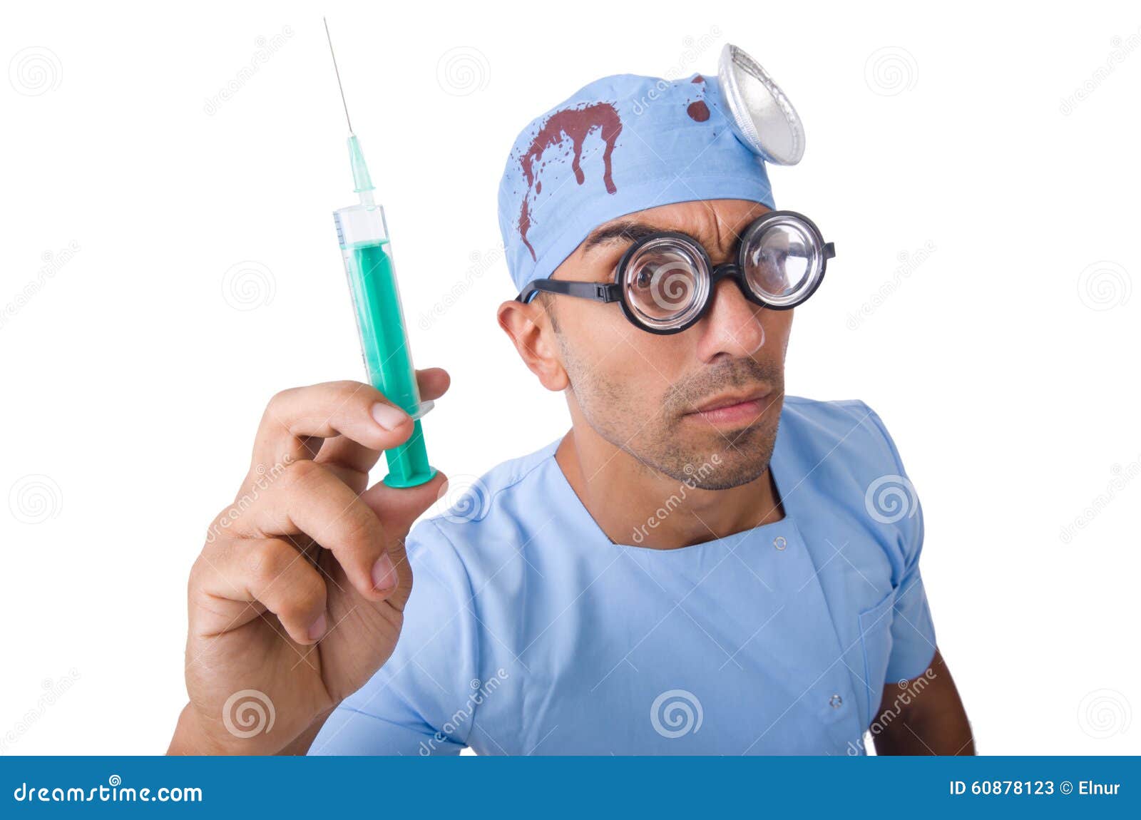 The Crazy Doctor with Syringe Isolated on White Stock Image - Image of ...