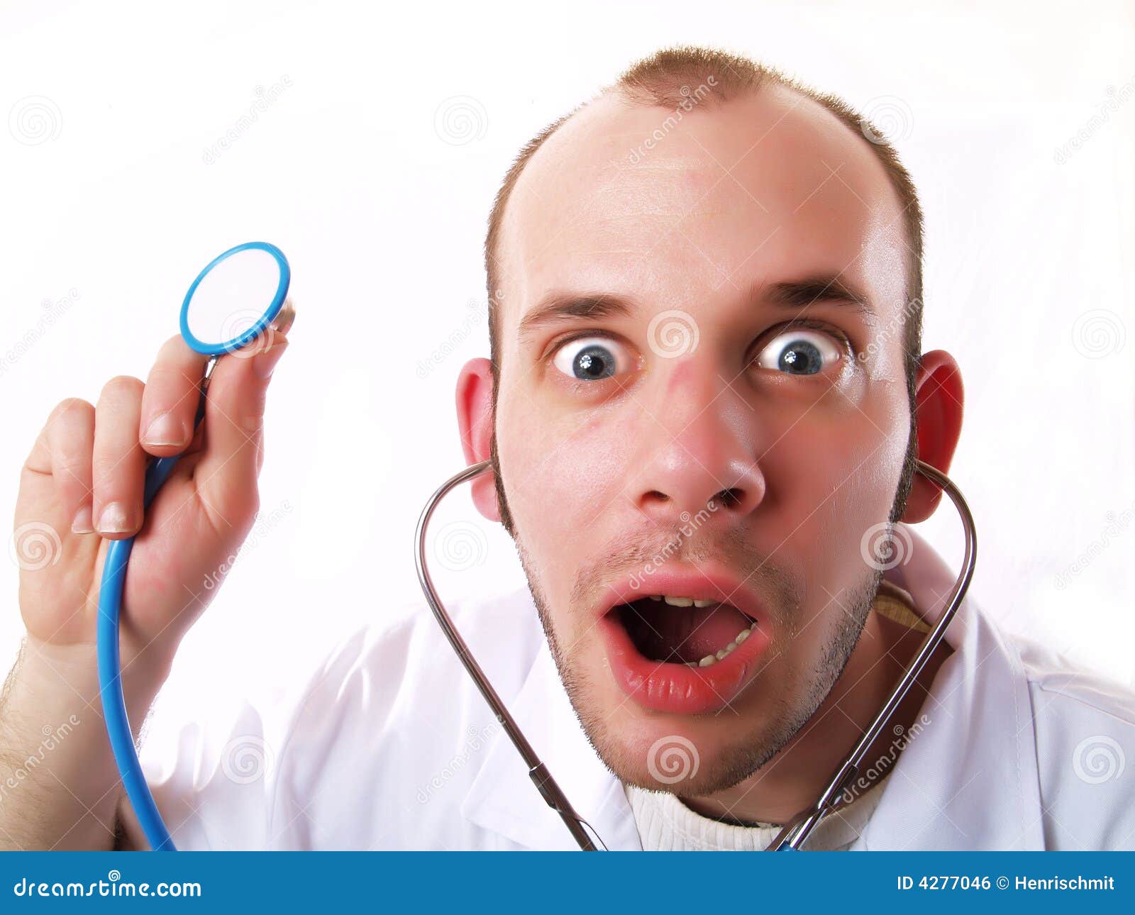 Crazy Doctor Using a Stethoscope Stock Photo - Image of clinical ...