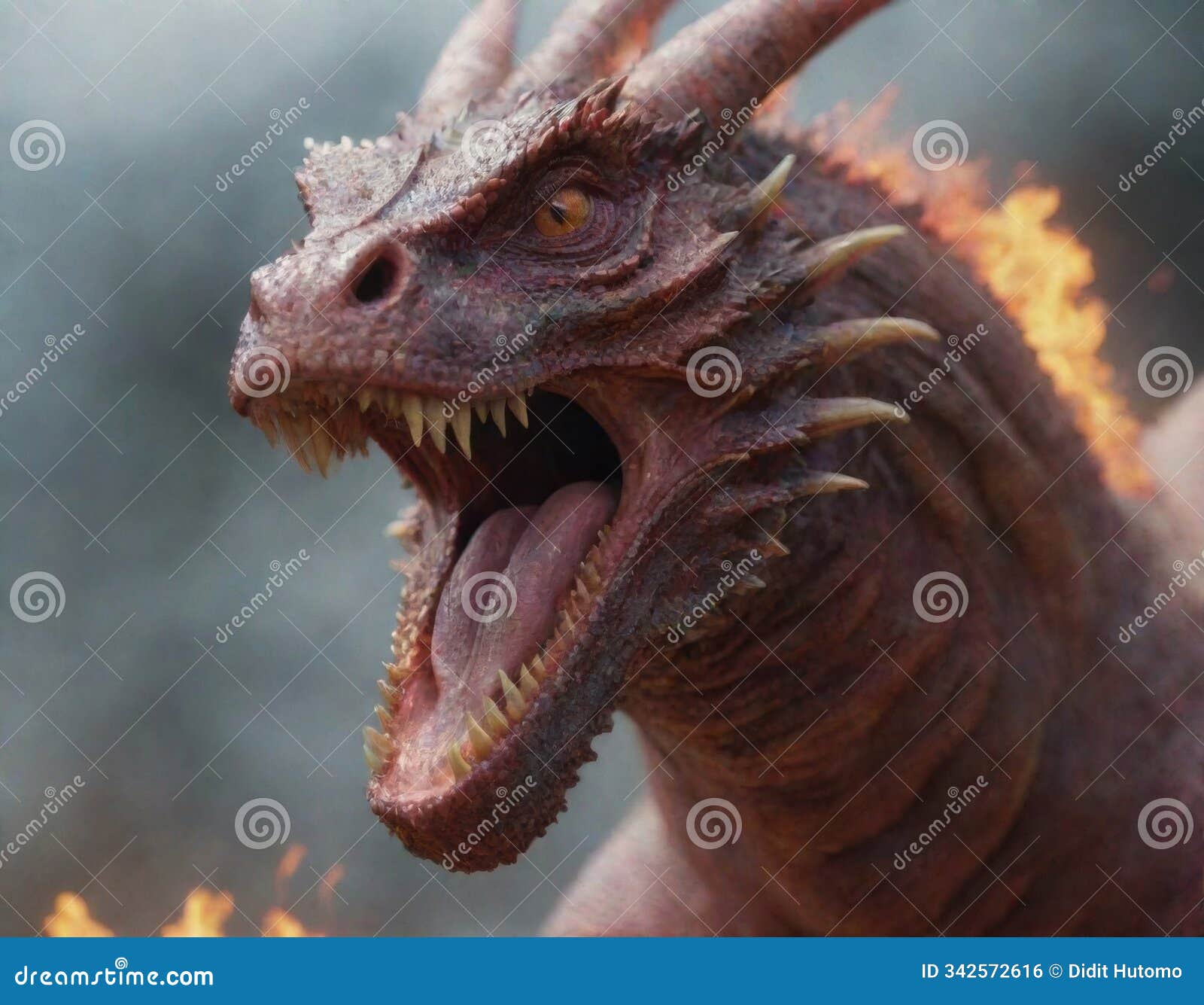 Closeup angry dragon face. stock illustration. Illustration of face ...