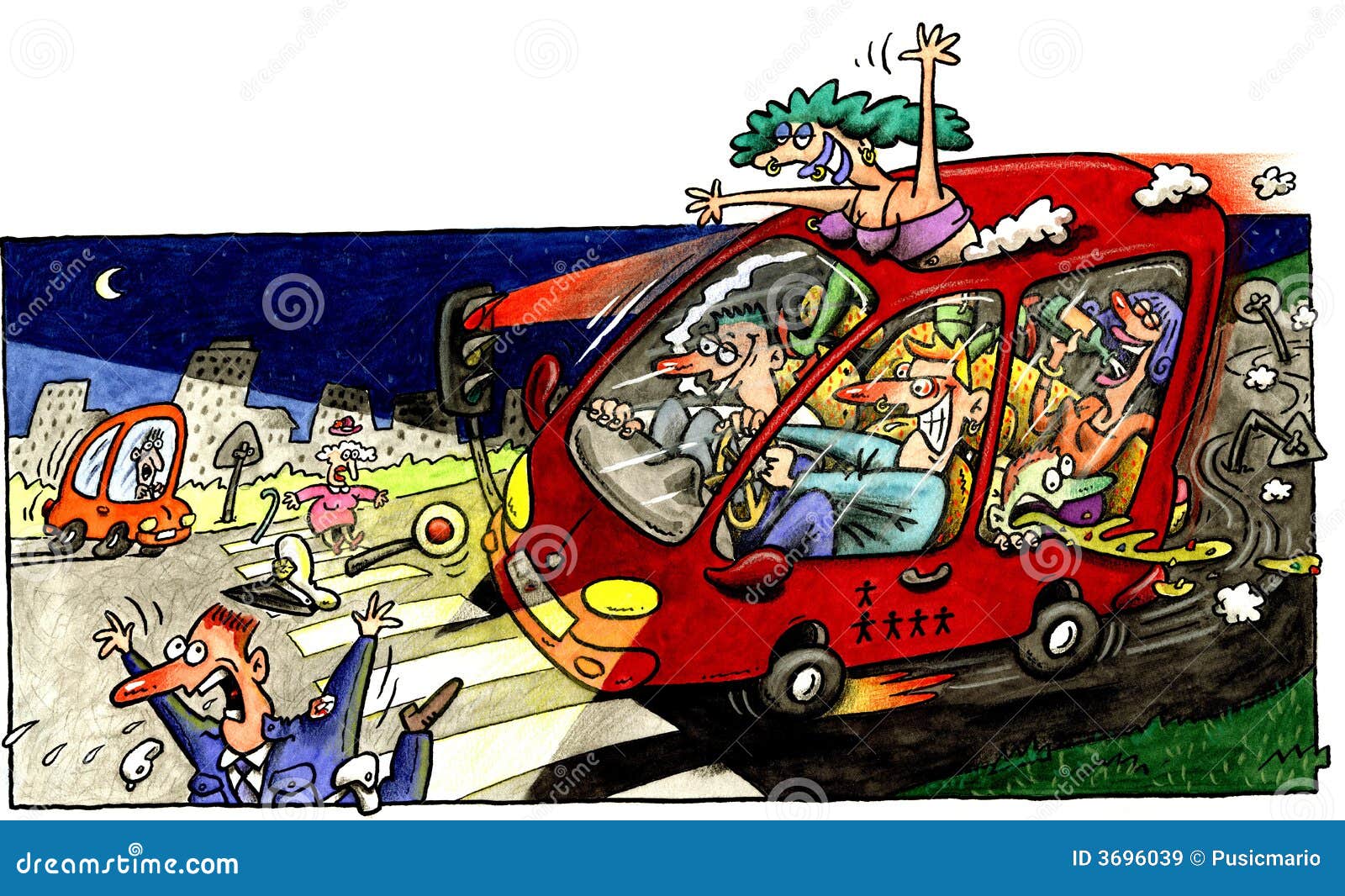 Crazy driver stock illustration. Illustration of lights - 3696039