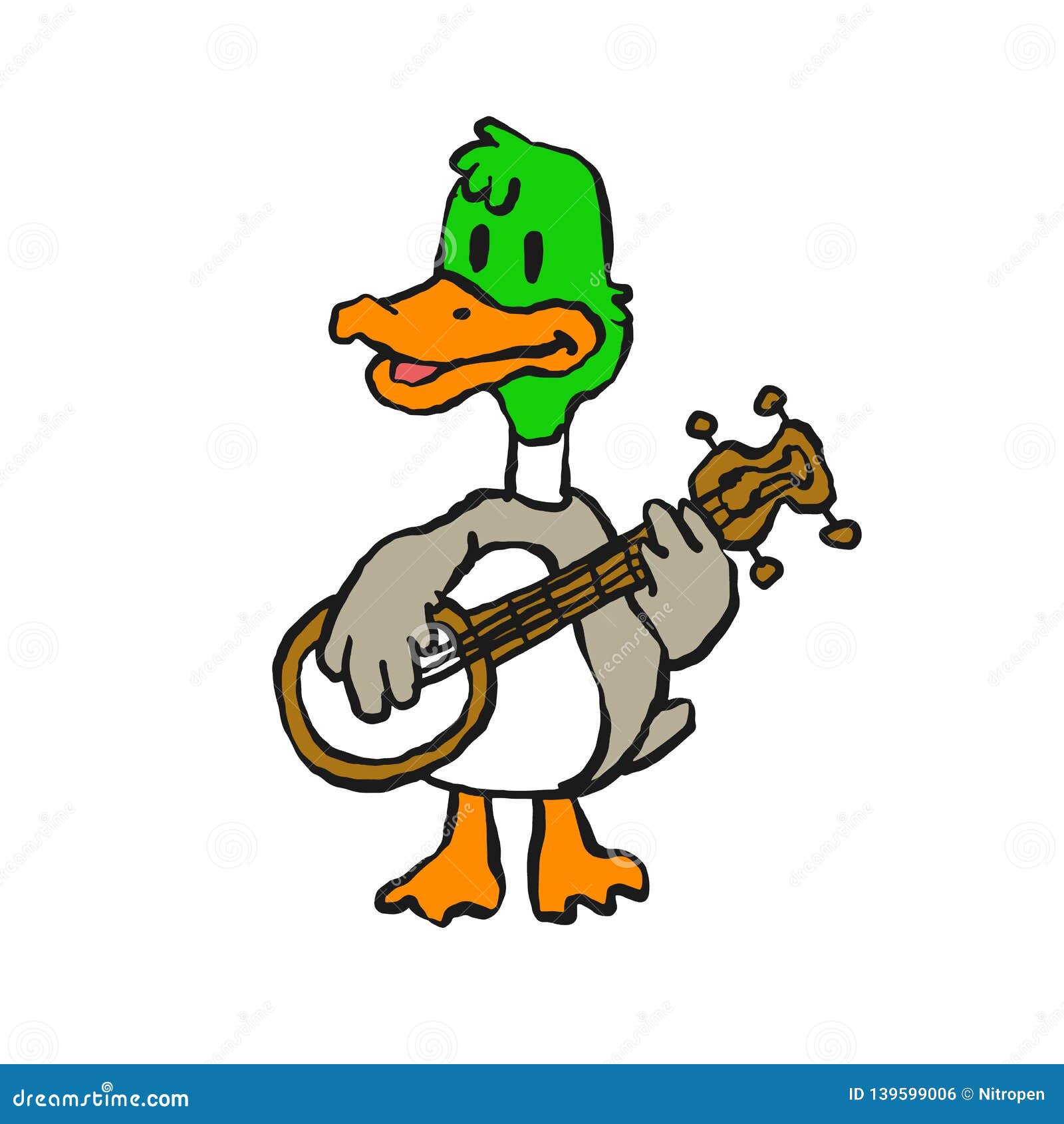 Crazy duck playing banjo stock vector. Illustration of kids - 139599006