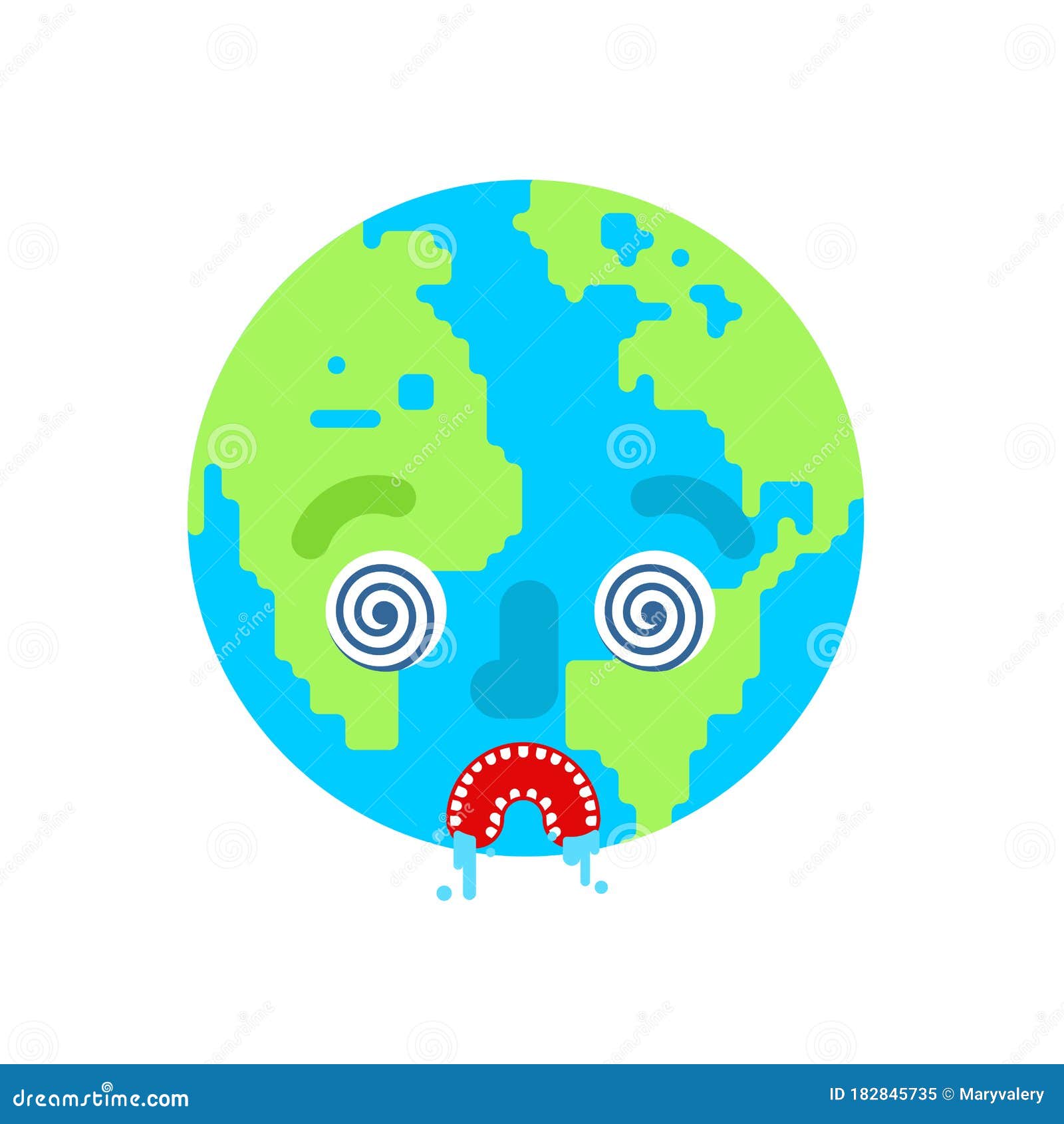 Crazy Earth Scaring Away Neighbouring Planets Cartoon Illustration ...