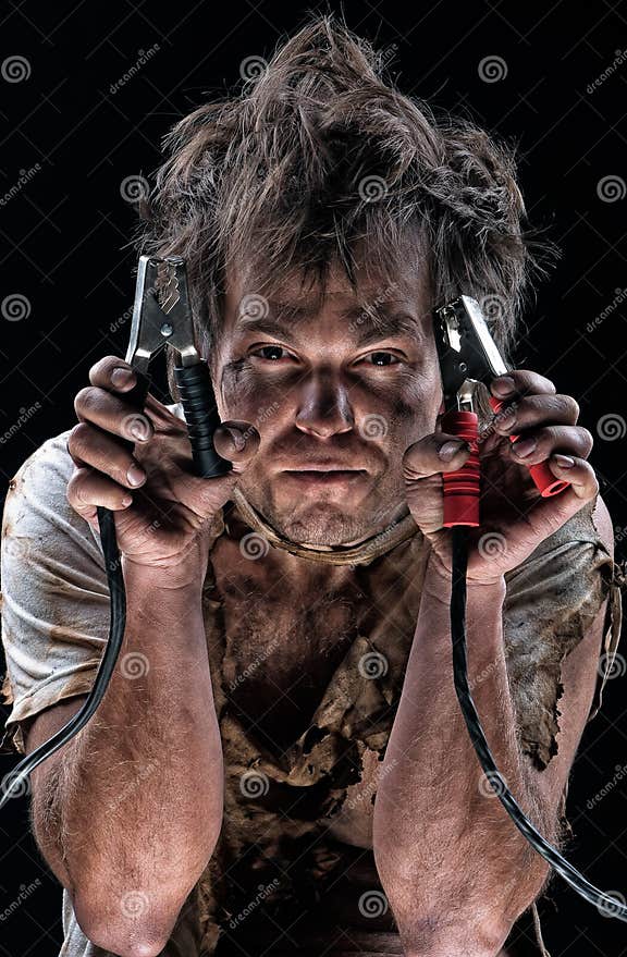 Crazy electrician stock photo. Image of dirty, discharge - 23617740