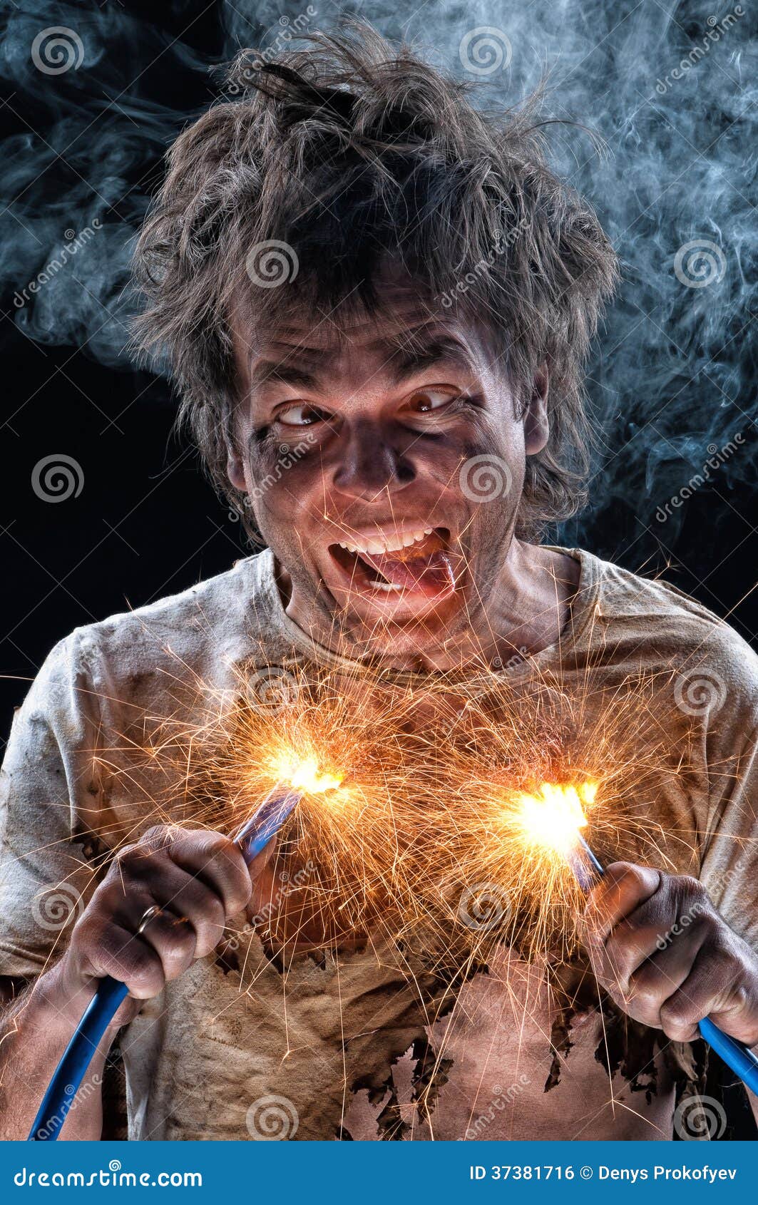 Crazy electrician stock photo. Image of risk, electric - 37381716