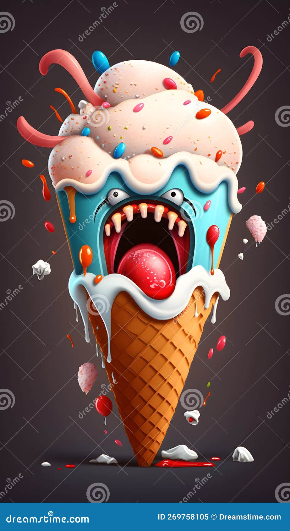 Crazy Emoji on Ice Cream Illustration. Generative AI Stock Illustration ...