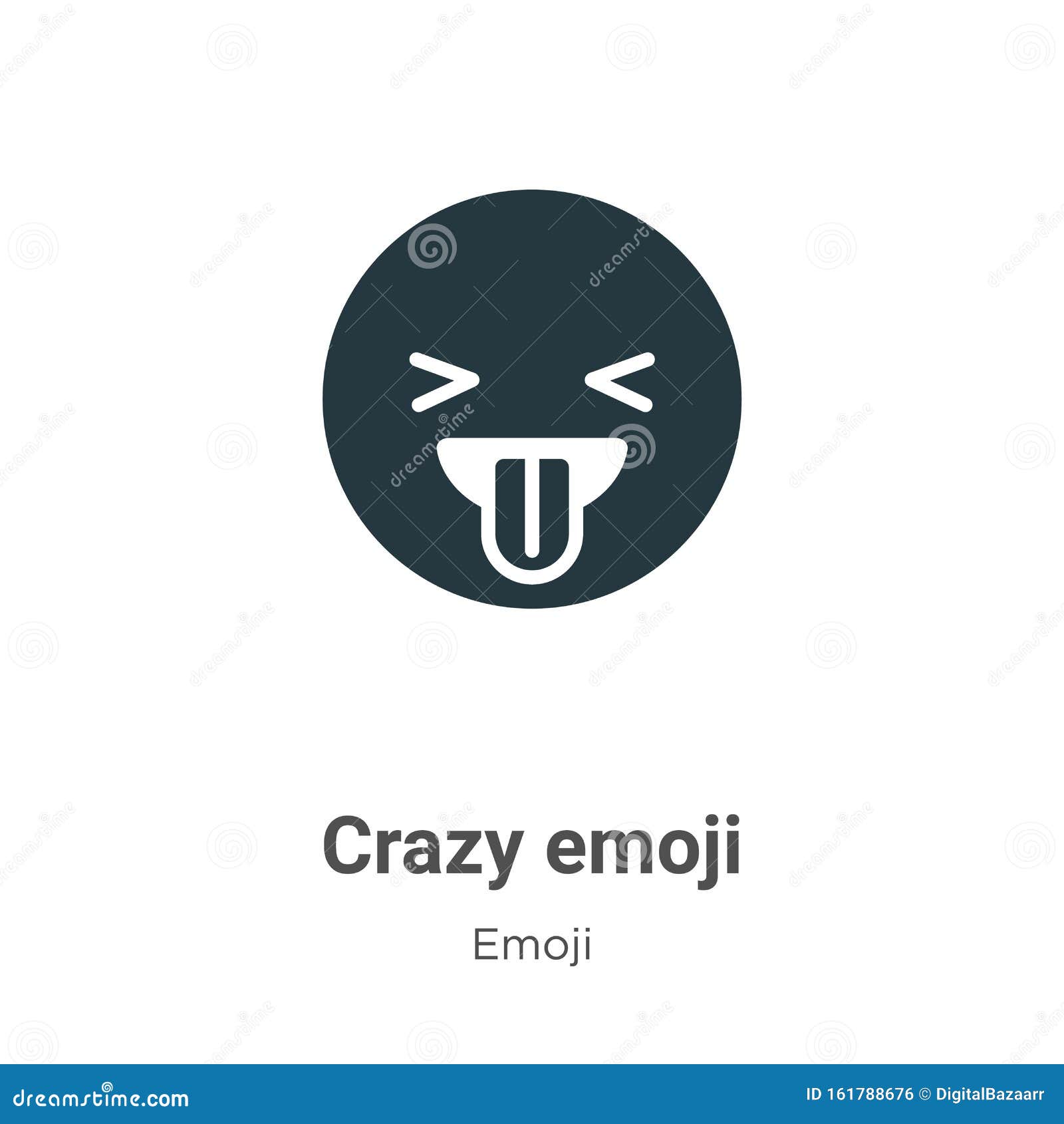 Crazy Emoji Vector Icon on White Background. Flat Vector Crazy Emoji ...