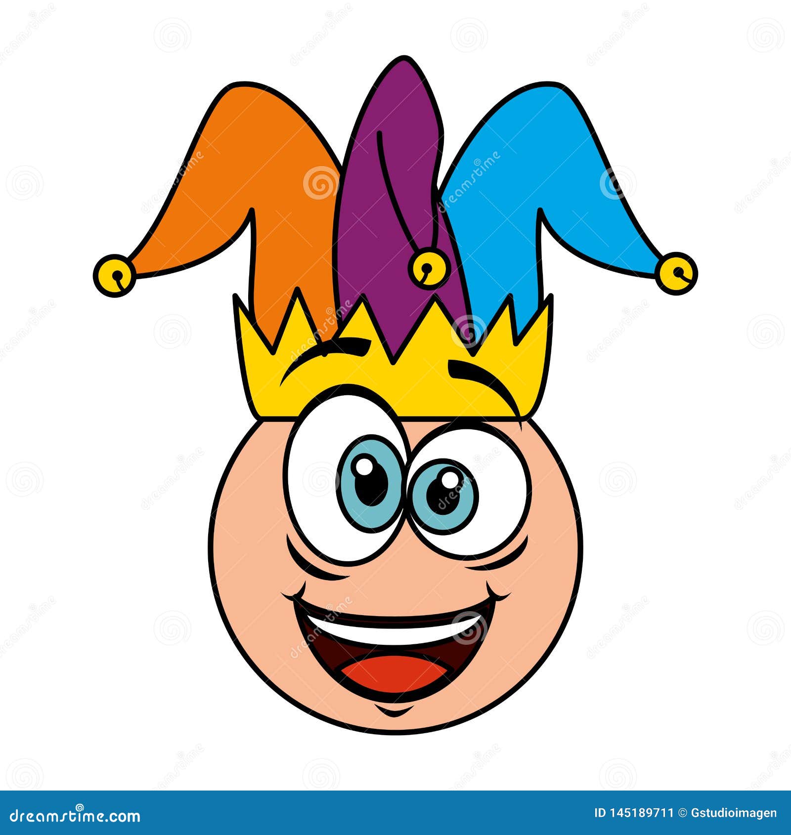 Crazy Emoticon Face with Jester Hat Fools Day Stock Vector ...