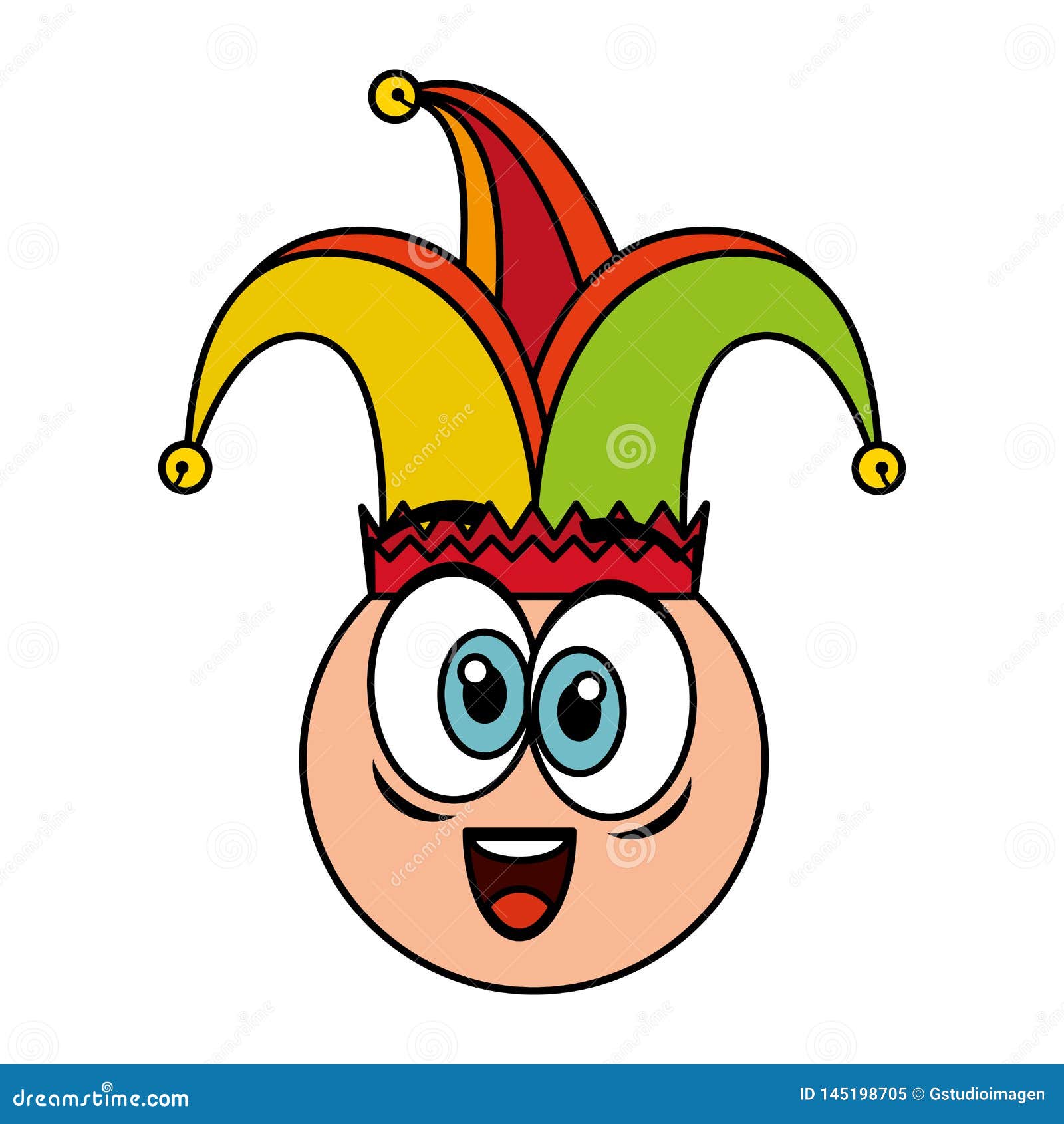 Crazy Emoticon Face with Jester Hat Fools Day Stock Vector ...