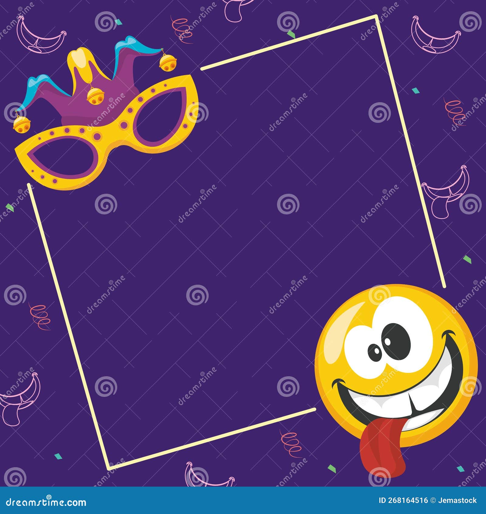 Jester Hat With Mask And Cofetti Inside Star Cartoon Vector ...