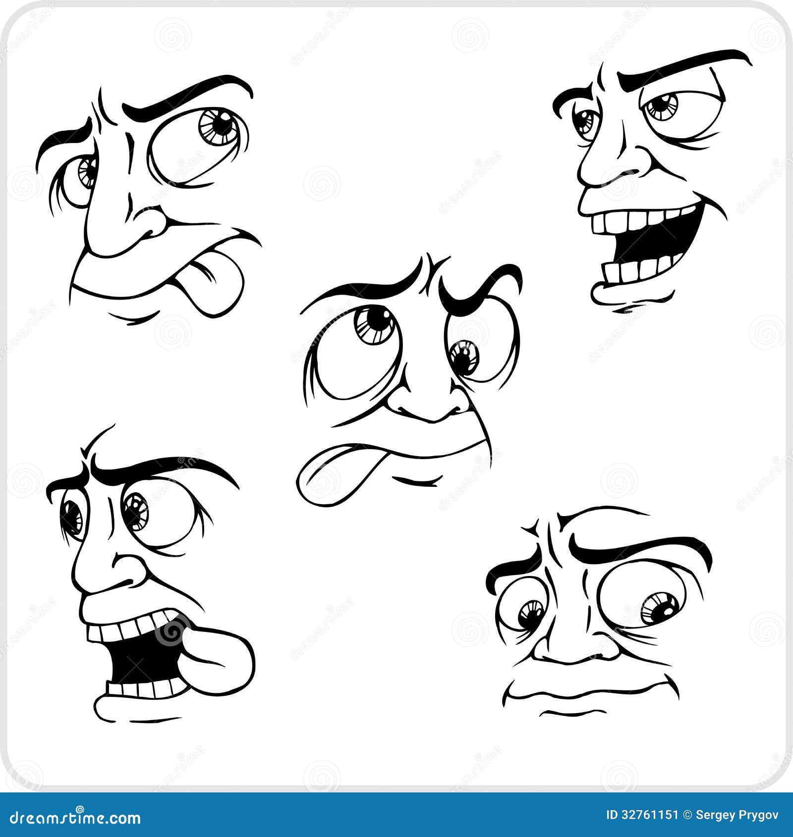 Crazy Emotions - Vector Set. Stock Vector - Illustration of protruding ...