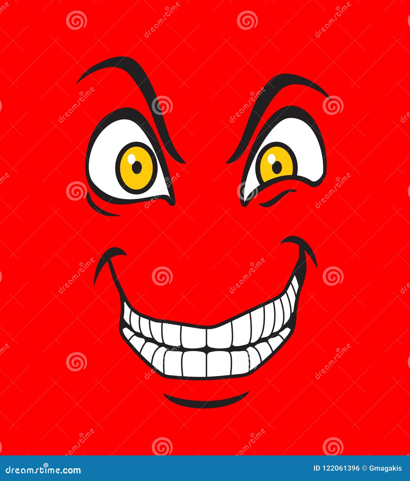 Crazy evil expression stock illustration. Illustration of teeth - 122061396