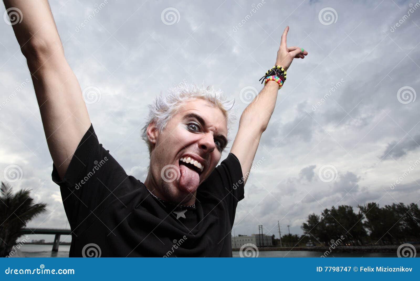 Crazy face stock image. Image of disturbed, arms, clouds - 7798747