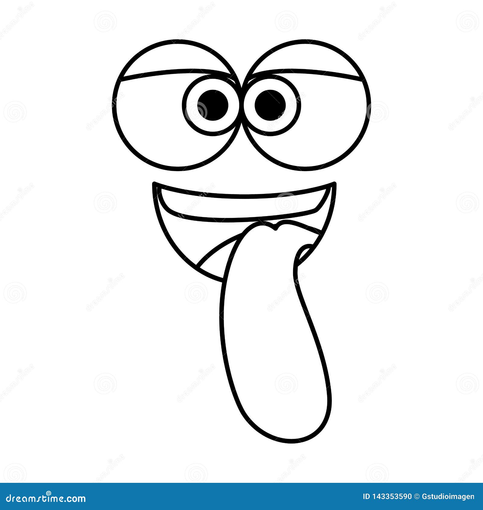 Crazy face emoticon icon stock vector. Illustration of comical - 143353590