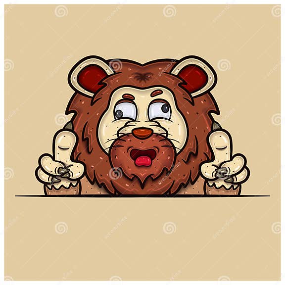Crazy Face Expression with Lion Cartoon. Stock Vector - Illustration of ...