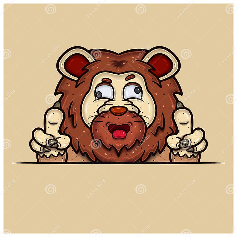 Crazy Face Expression with Lion Cartoon. Stock Vector - Illustration of ...