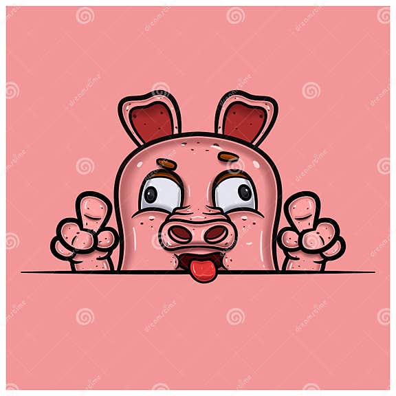Crazy Face Expression with Pig Cartoon Stock Vector - Illustration of ...