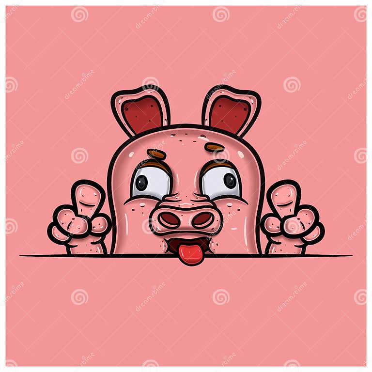 Crazy Face Expression with Pig Cartoon Stock Vector - Illustration of ...