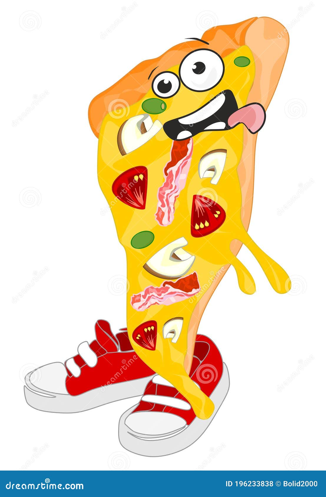 Crazy face of pizza stock illustration. Illustration of crazy - 196233838