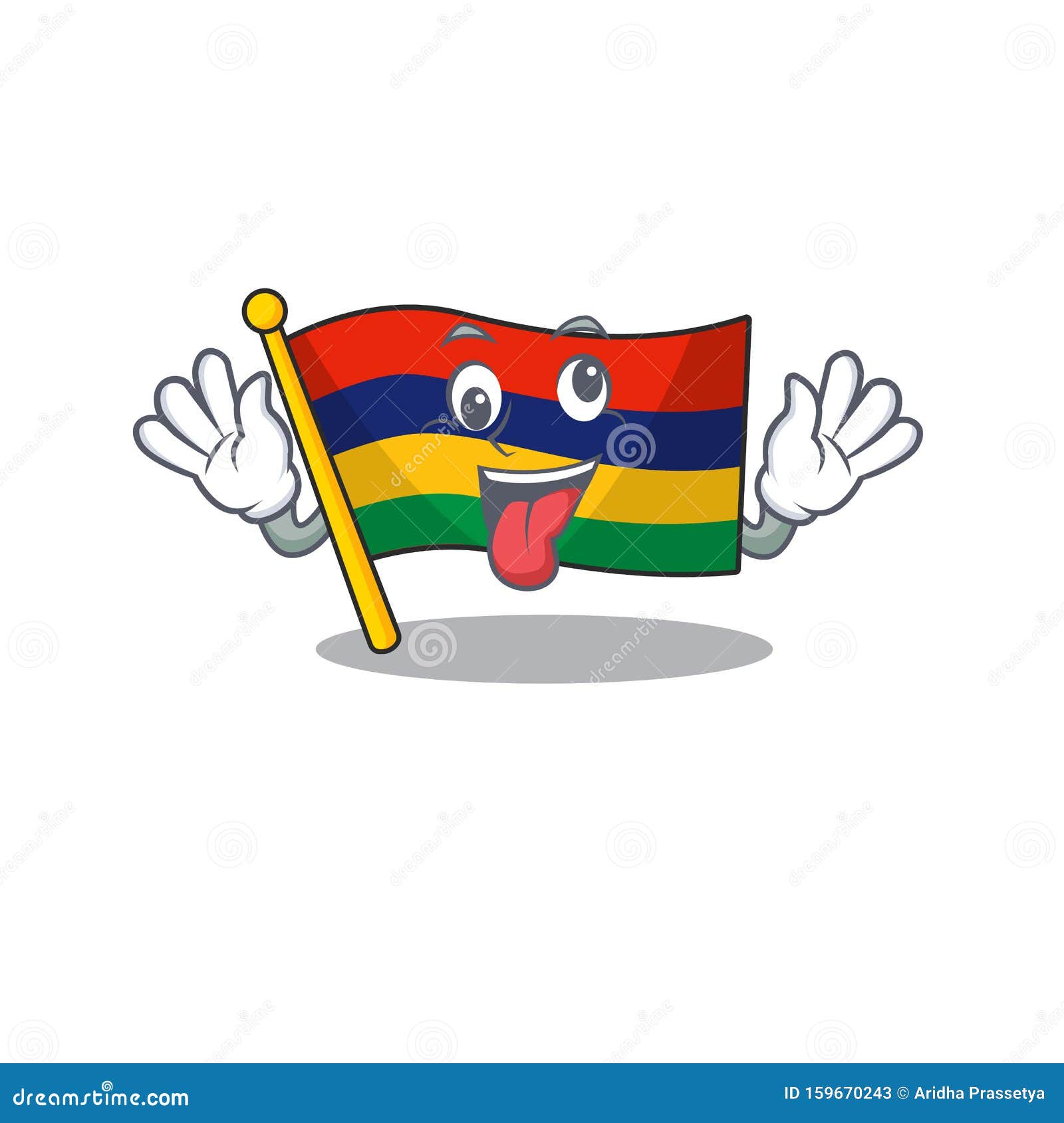 Crazy Flag Mauritius in the Character Shape Stock Vector - Illustration ...