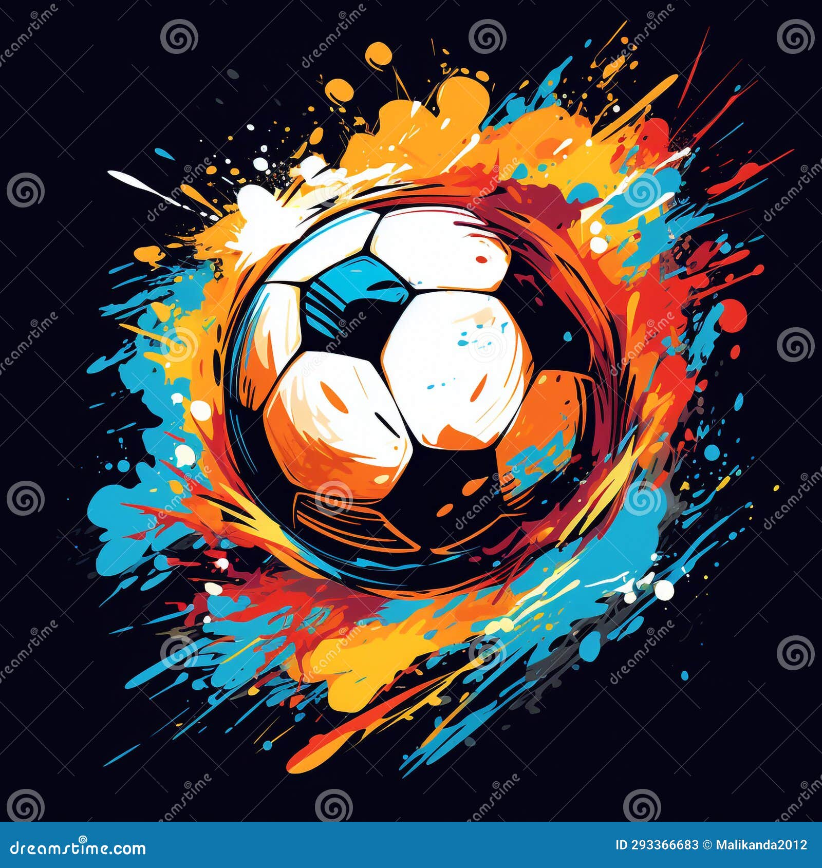 Crazy Football with Pop Art Style Very Beautiful and Stunning Stock ...