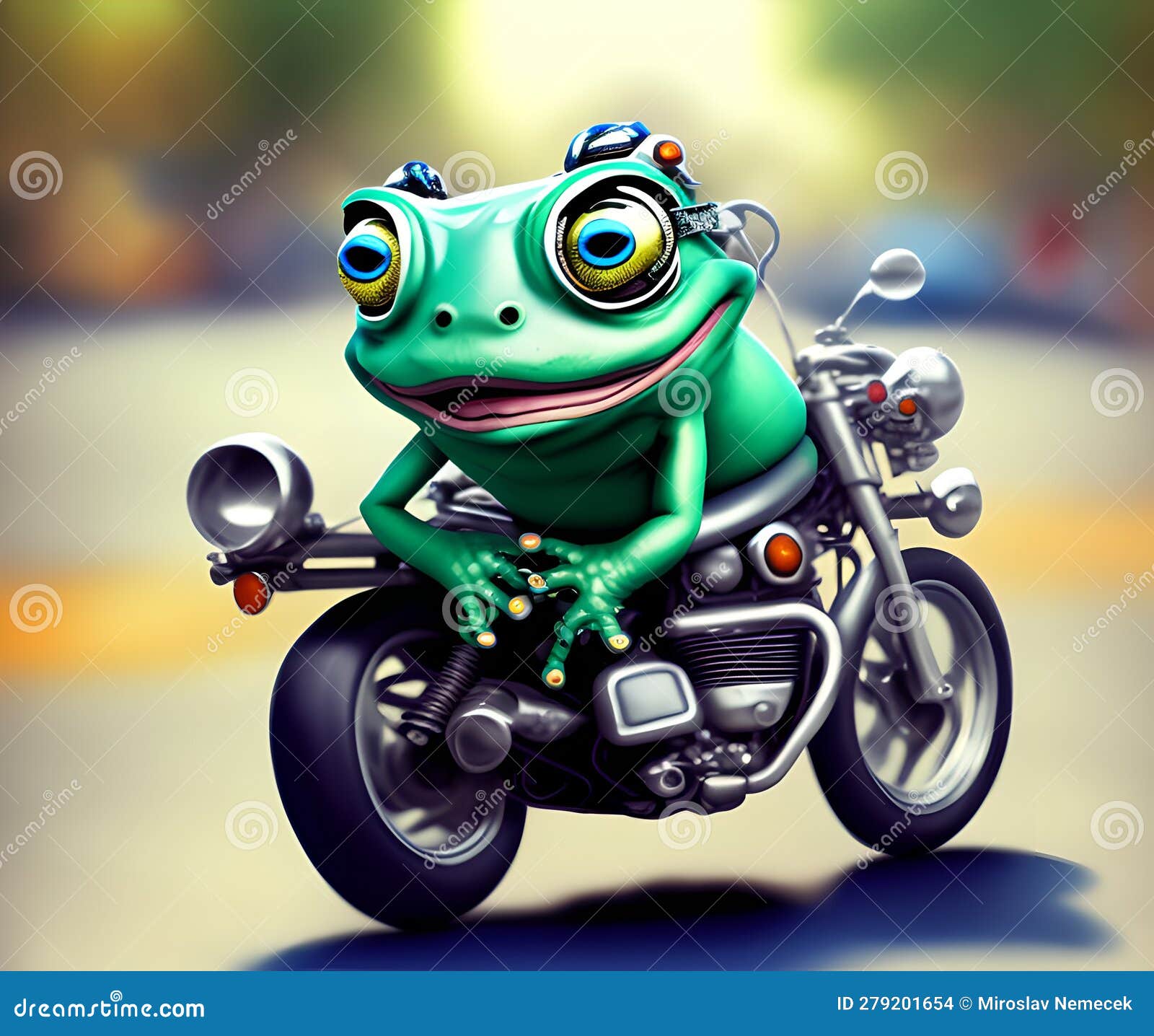 Crazy Frog on Motorcycle, Generative AI Illustration Stock Illustration ...